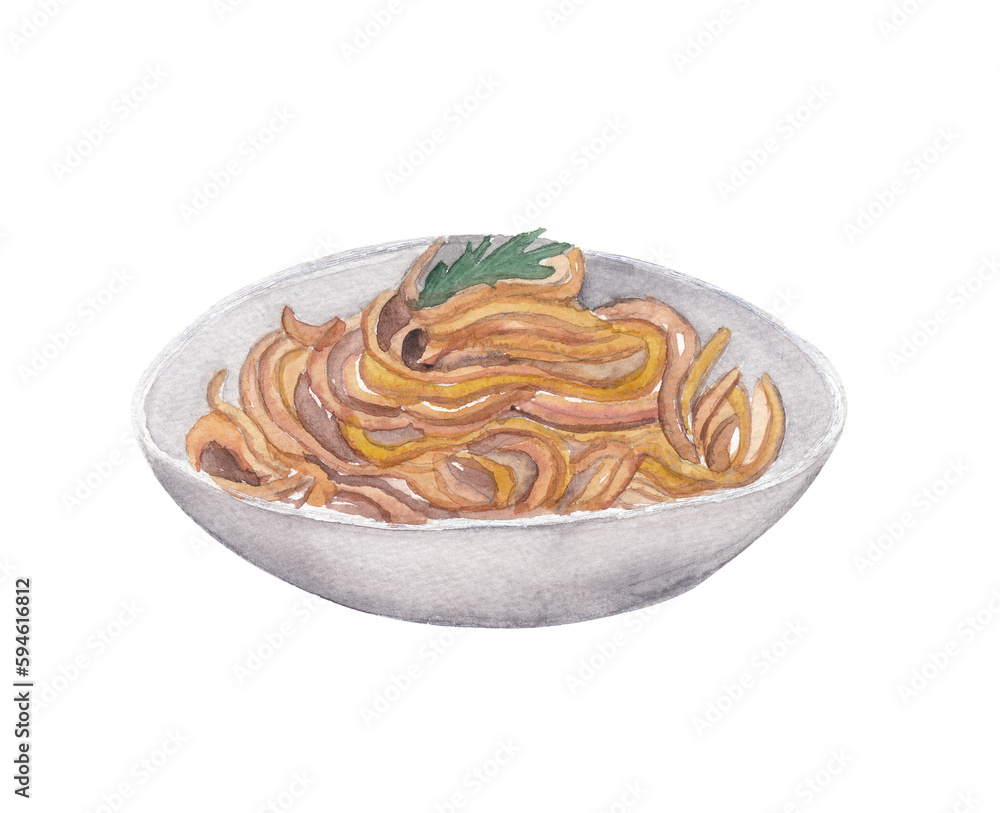 Italian pasta plate Watercolor food illustration Png clipart Printable ...