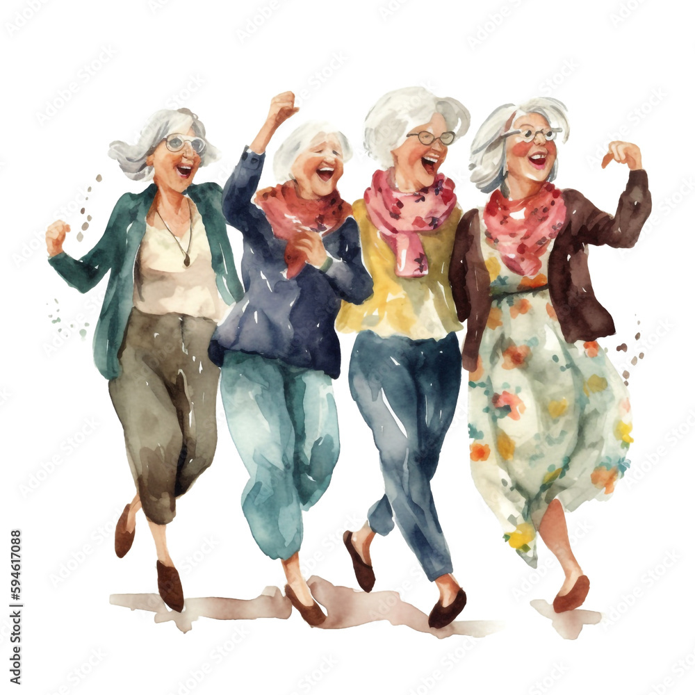 Funny Old Ladies, Women Dancing, transparent background PNG, with ...