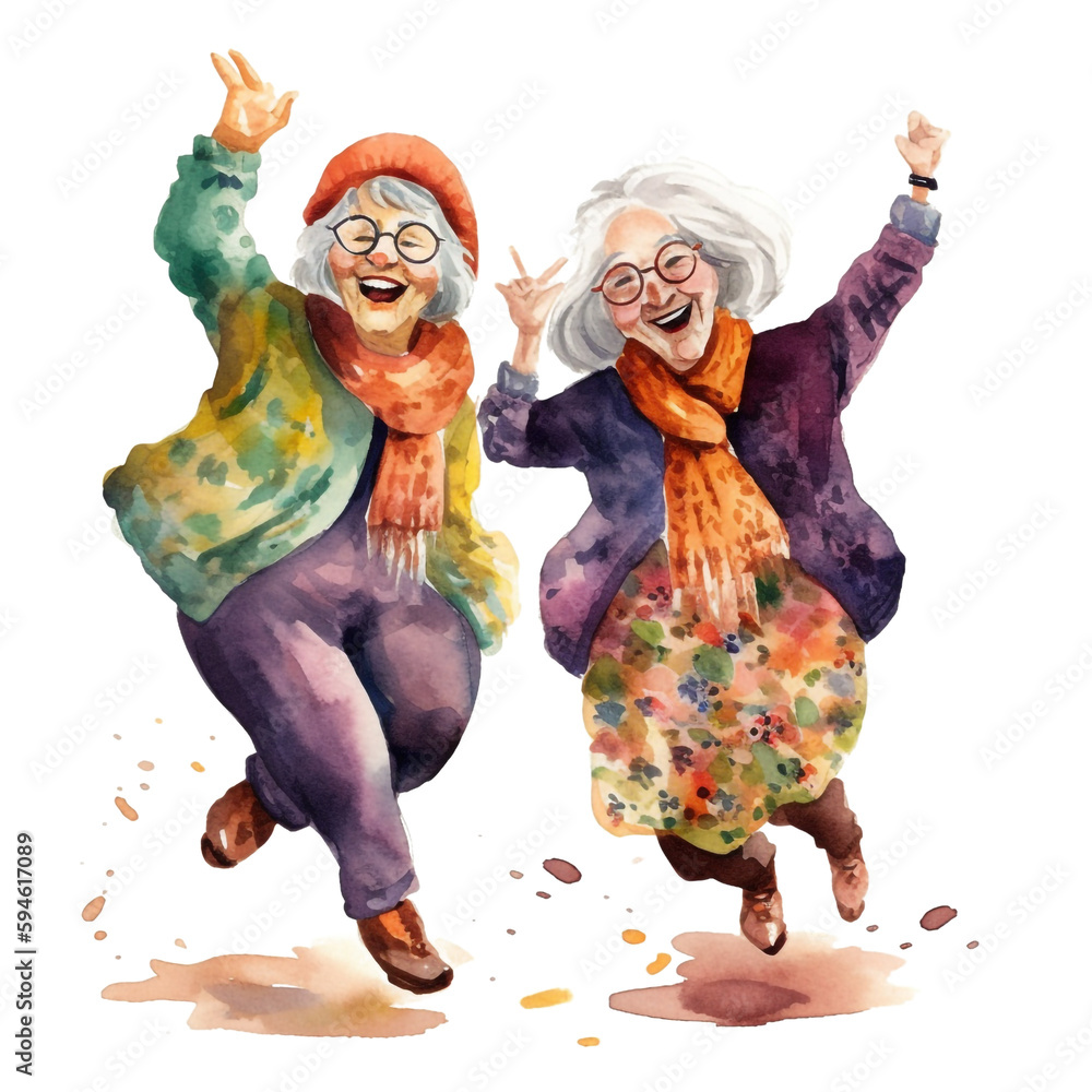 Funny Old Ladies, Women Dancing, transparent background PNG, with ...
