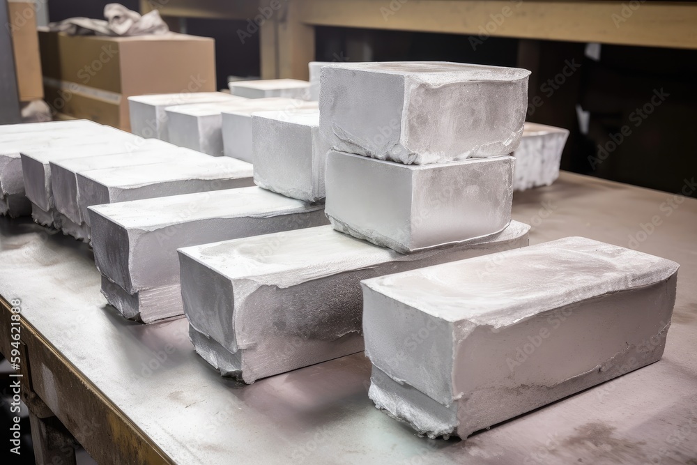 aluminum ingot, freshly cast and ready for processing, created with ...