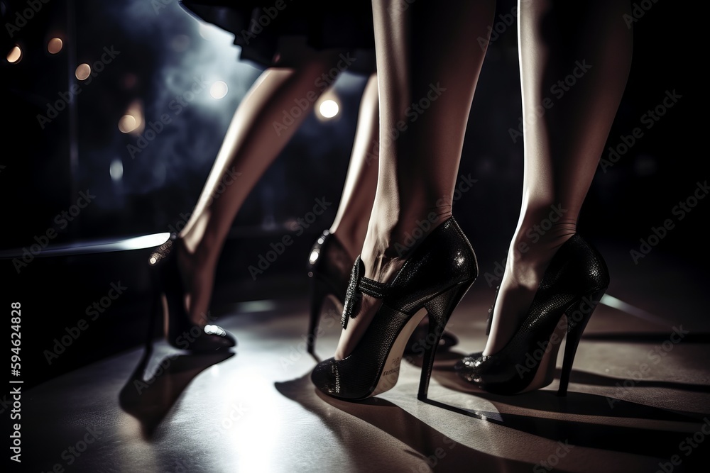 Focus on a pair of high heels tapping to the beat on the dance floor ...