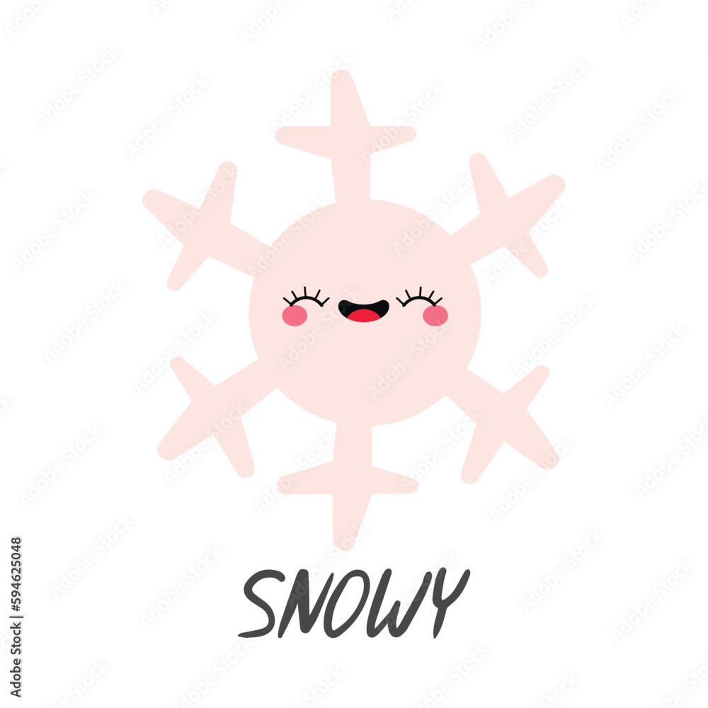 Cute funny snowflake character. Kawaii cartoon character vector hand ...
