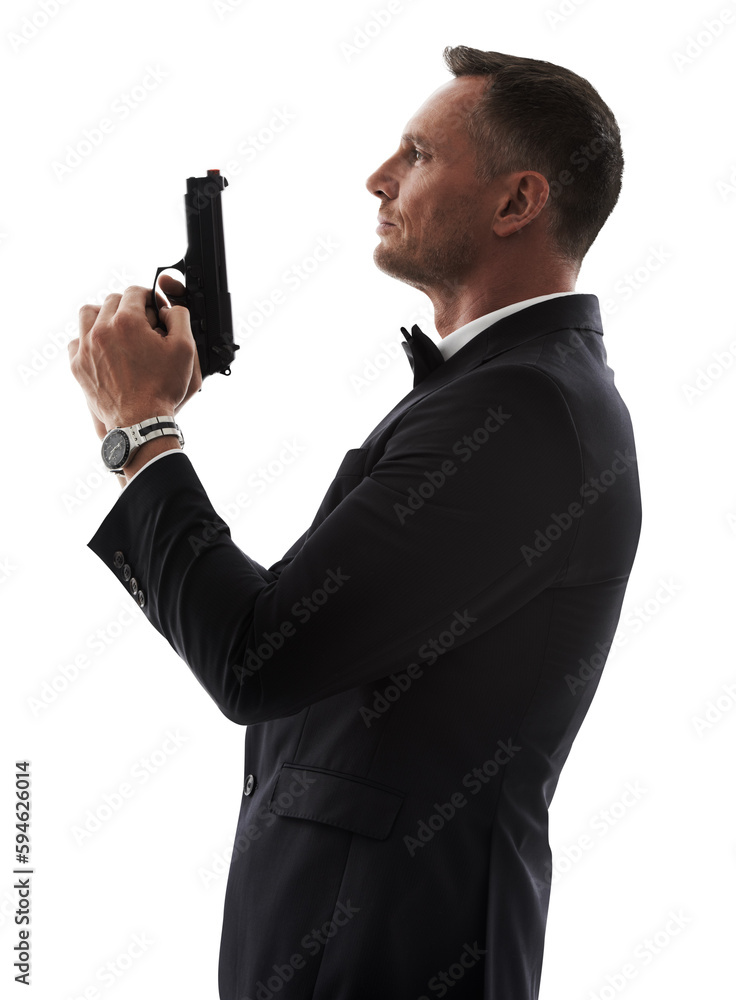 Agent, bodyguard or man with gun isolated on transparent, png ...