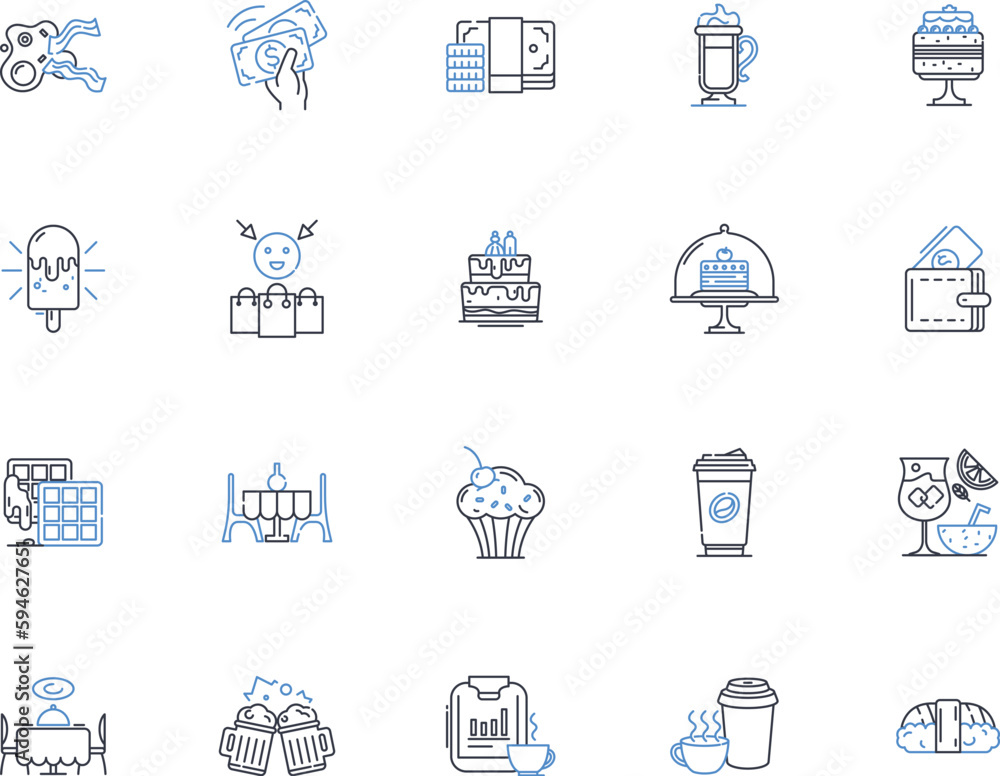 Buffet line icons collection. Variety, All-you-can-eat, Feast ...