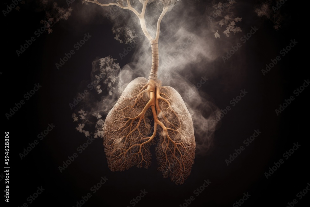Pollution and lung disease concept, heavy polluted air impact on lungs ...