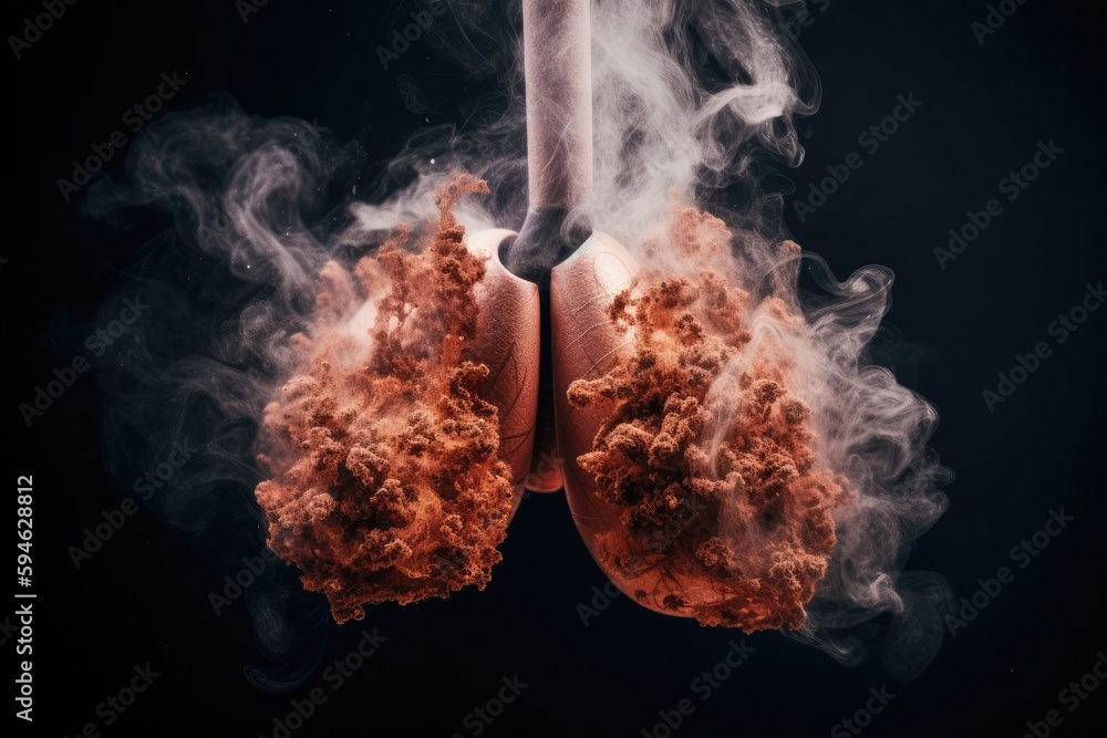 Pollution and lung disease concept, heavy polluted air impact on lungs ...