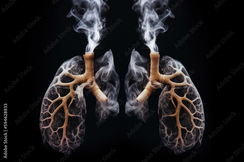 Pollution and lung disease concept, heavy polluted air impact on lungs ...
