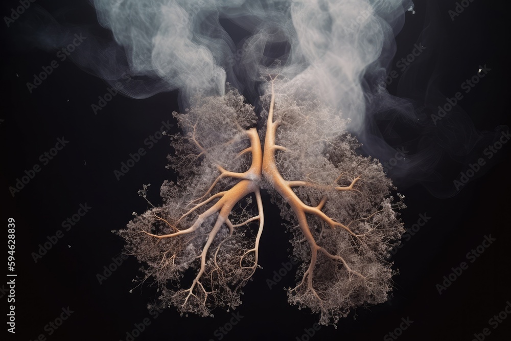 Pollution and lung disease concept, heavy polluted air impact on lungs ...
