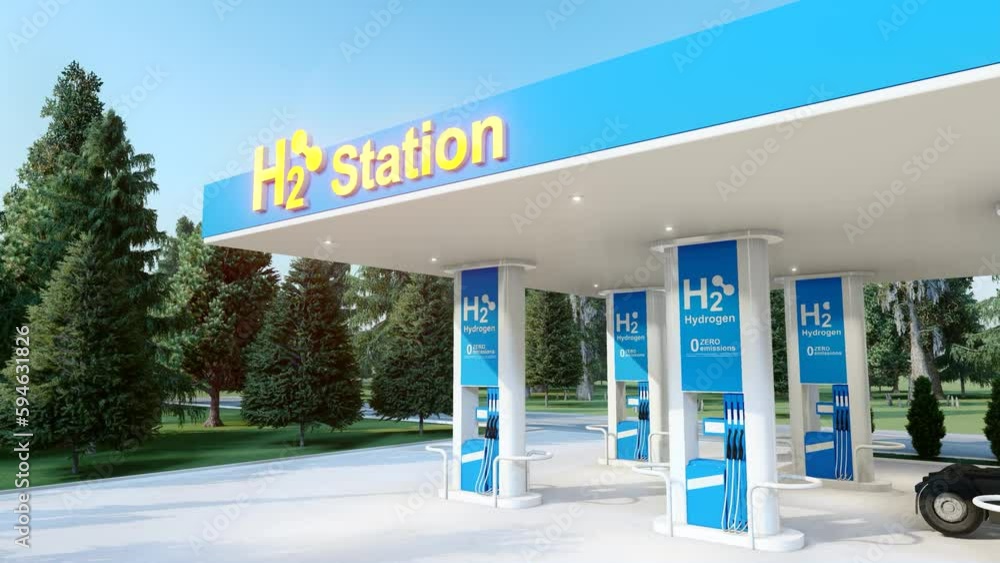 Hydrogen charging gas station. Hydrogen Refueling The Car On The ...