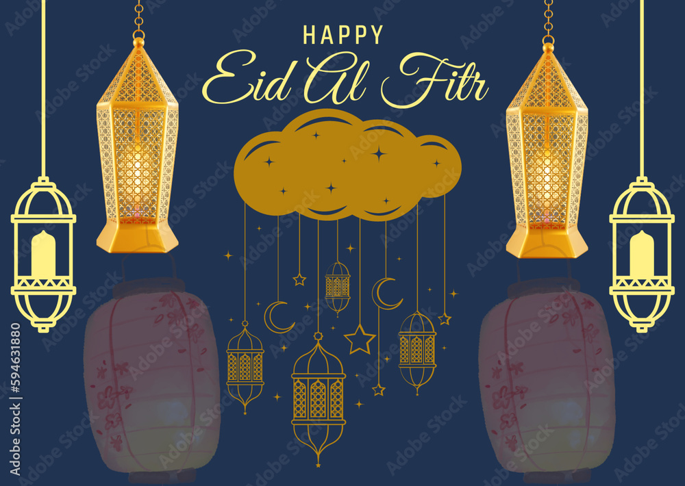 Eid Mubarak English Typography. Eid ul-Fitr, Eid ul-Adha. Religious ...