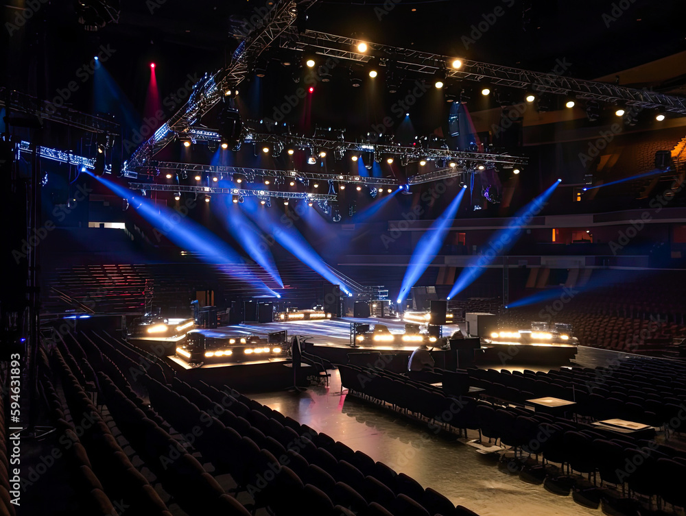 MMA cage night. Fighting Championship. Fight night. 3D render MMA arena ...