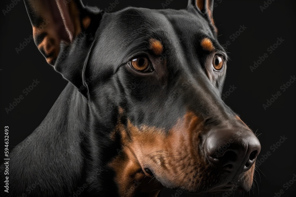 doberman pining after lost owner with sad eyes, created with generative ...