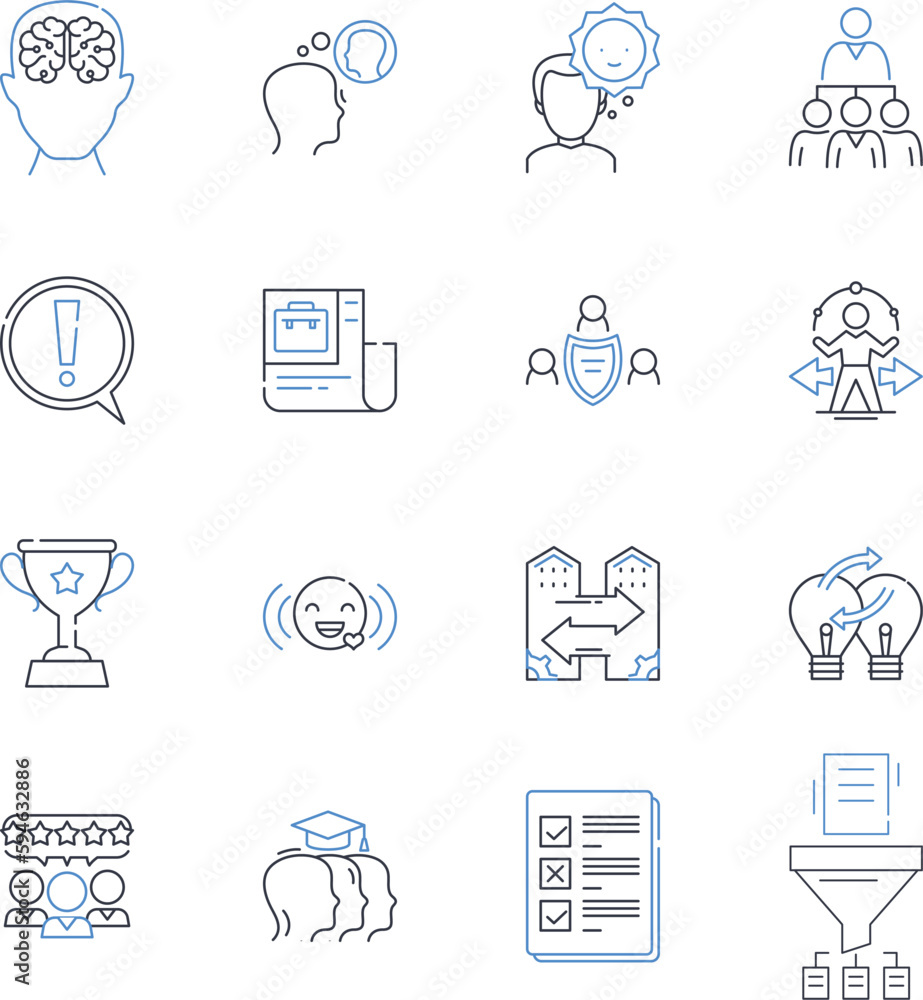 Firm success line icons collection. Visionary, Innovative, Ambitious ...