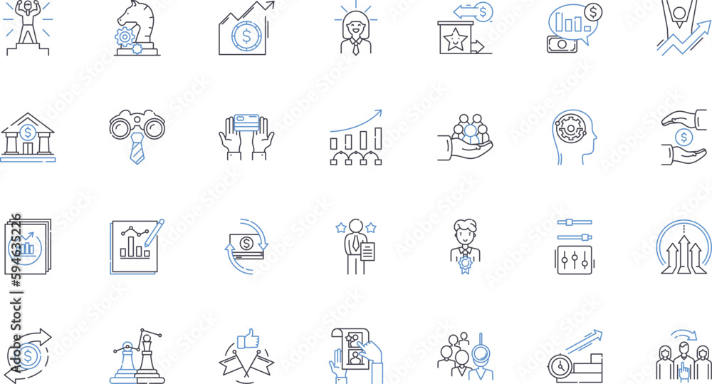 Skill utilization line icons collection. Efficiency, Adaptability ...