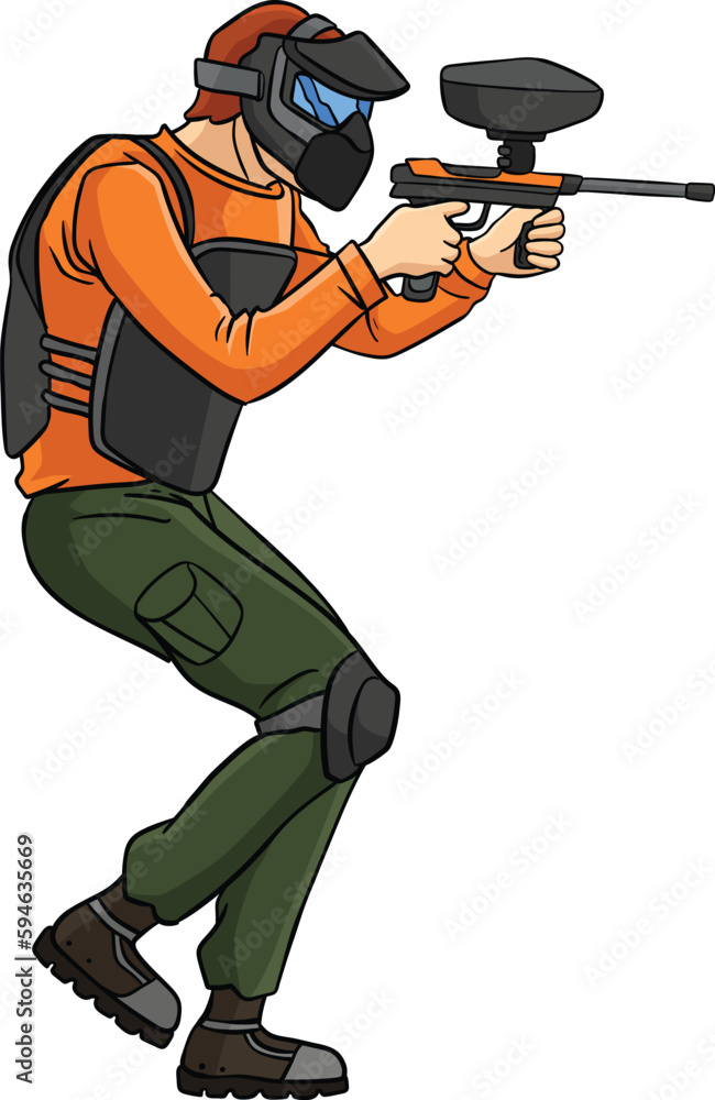 Paintballer Cartoon Colored Clipart Illustration Stock Vector | Adobe Stock