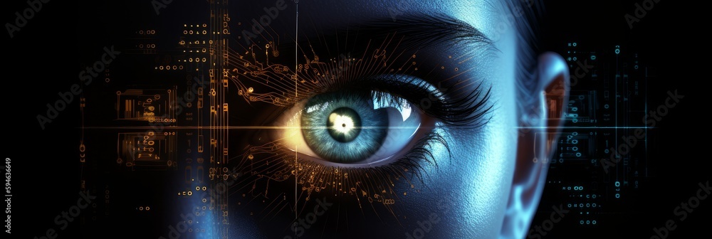 Cyber technology eye panel concept. Human android cyborg eye futuristic ...