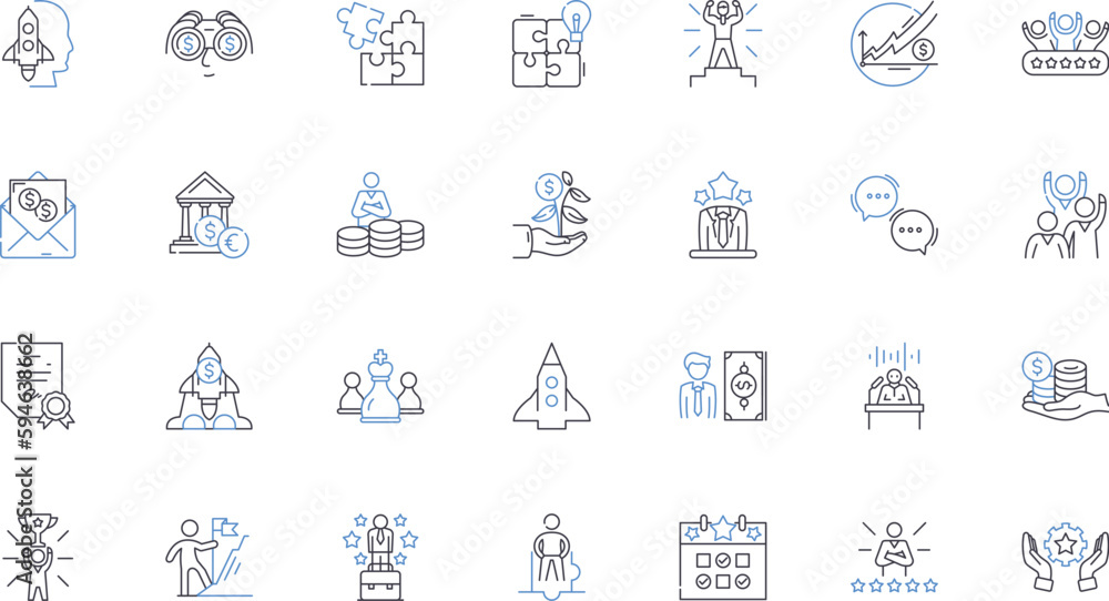 Competition conquest line icons collection. Dominance, Power, Victory ...