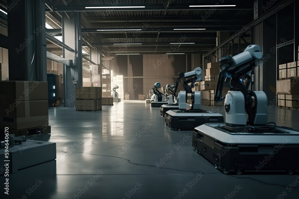 The work of an automated robot in sorting and transit warehouses ...