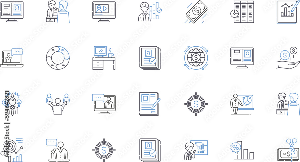 Project oversight line icons collection. Supervision, Control ...