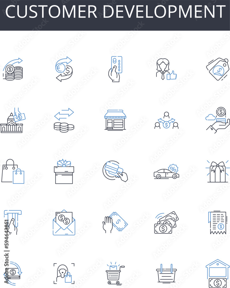 Customer Development line icons collection. Sales Growth, Team Building ...