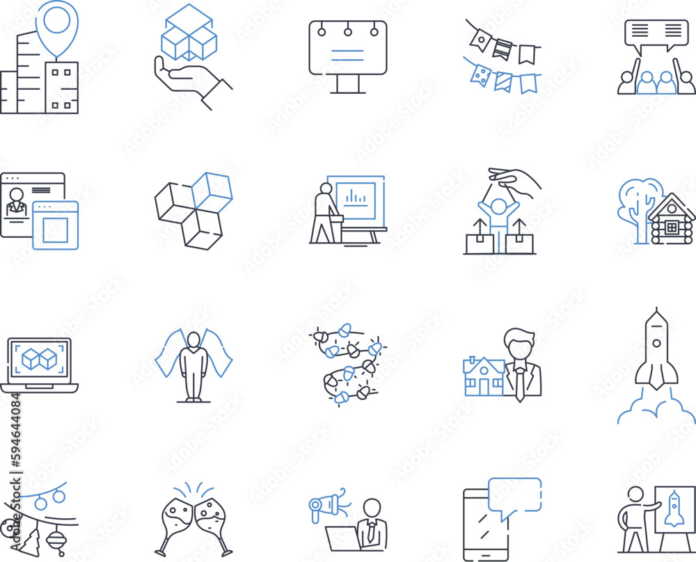 District line icons collection. Neighborhood, Community, Borough, Z ...