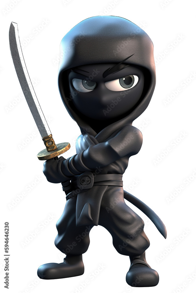 ninja warrior cartoon 3d character ilustração do Stock | Adobe Stock