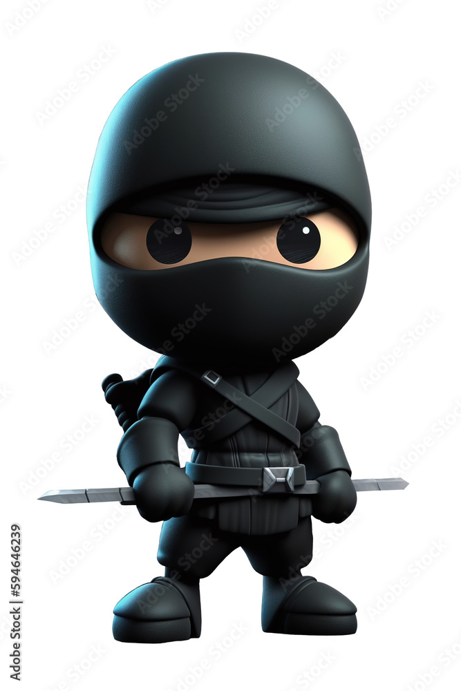 ninja warrior cartoon 3d character Stock Illustration | Adobe Stock
