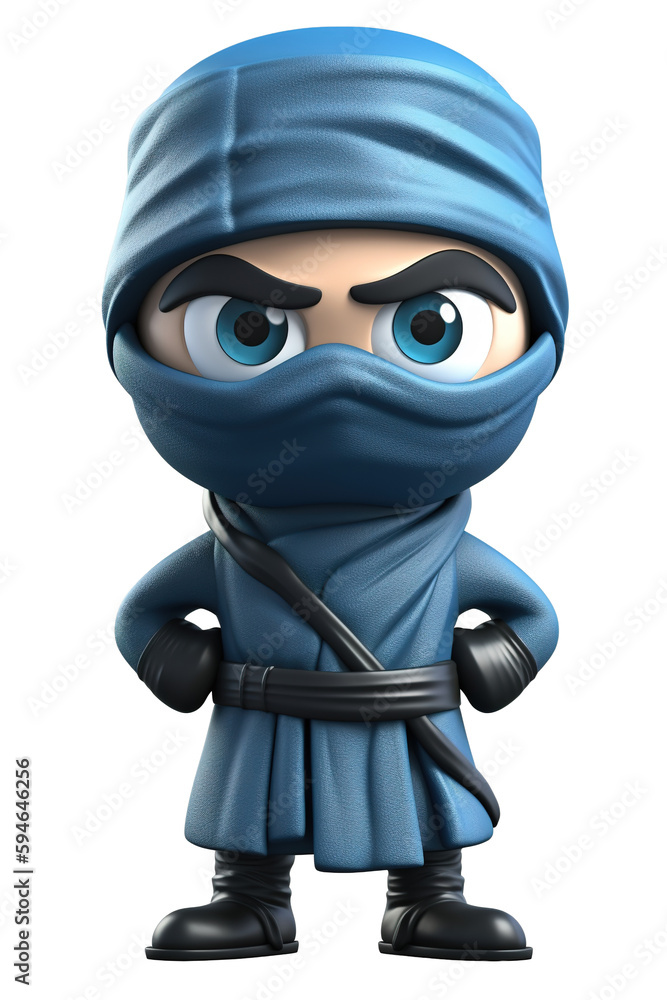 ninja warrior cartoon 3d character Stock Illustration | Adobe Stock