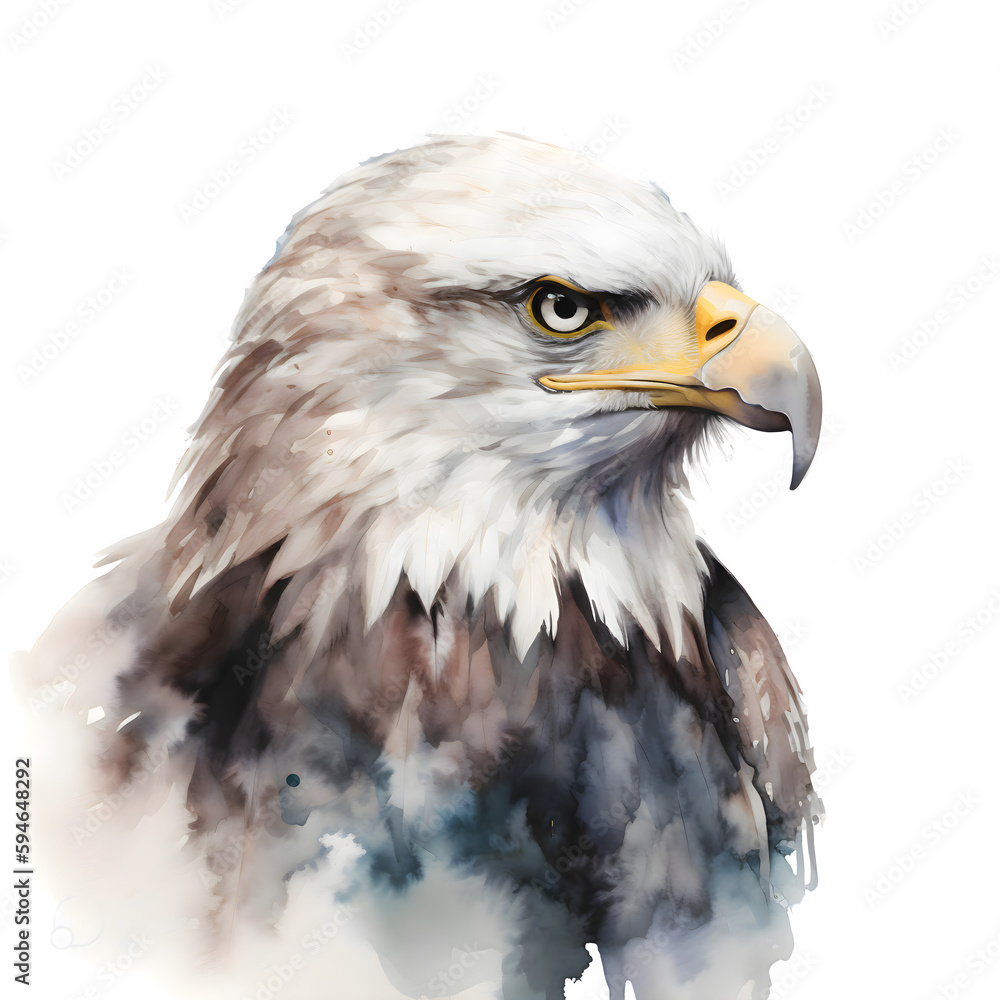 Bald Eagle, Watercolor, Clipart, Eagle, design elements isolated over a ...