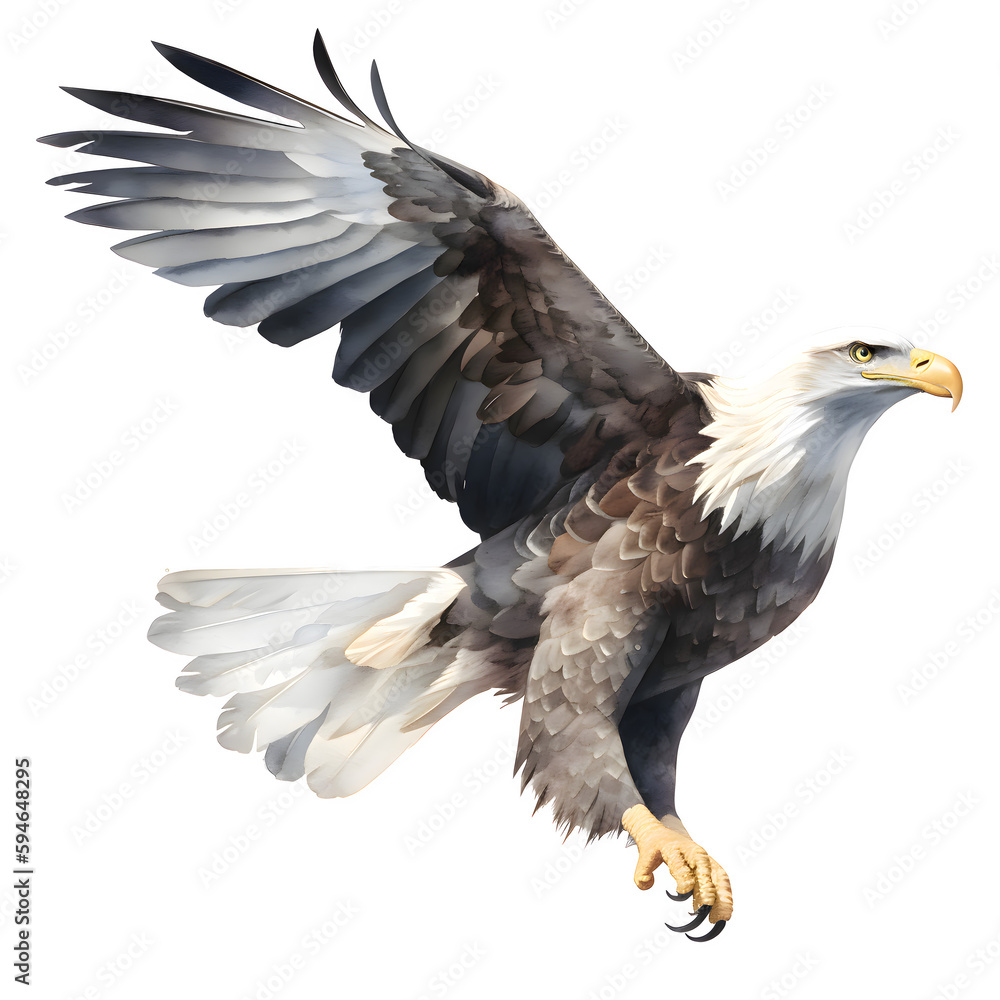 Bald Eagle, Watercolor, Clipart, Eagle, design elements isolated over a ...