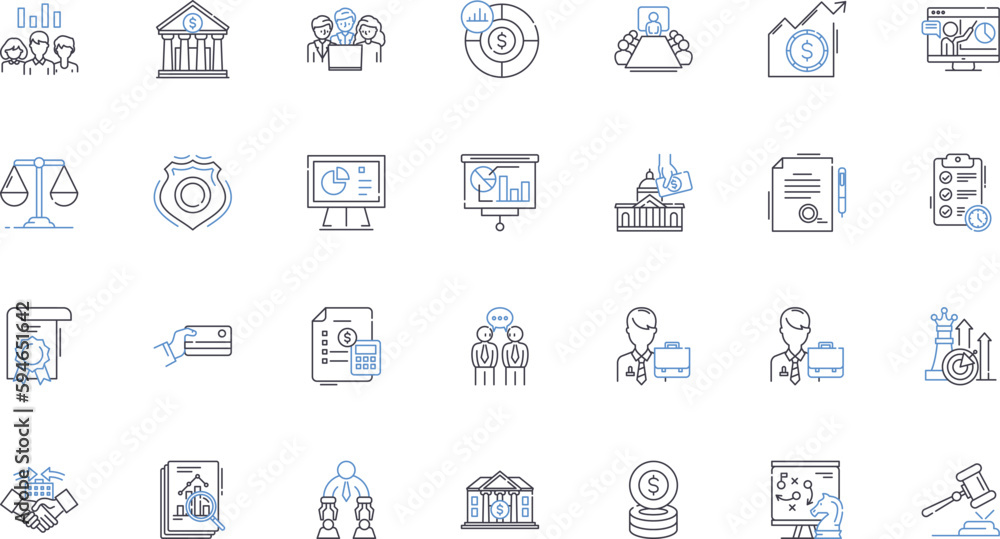 Fundraising events line icons collection. Auction, Gala, Benefit ...