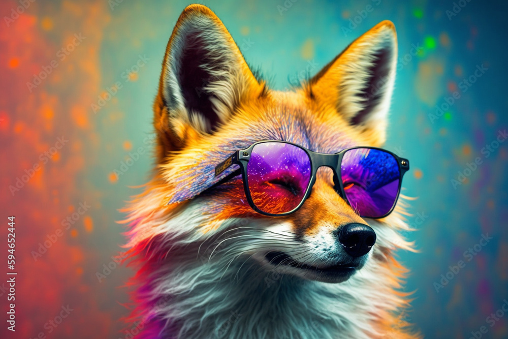 Generative Ai of a fox with funky glasses. Stock Illustration | Adobe Stock