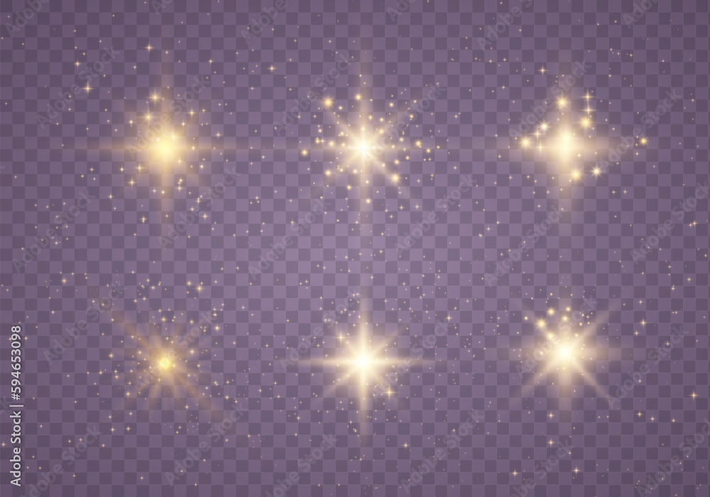 Sparkle magic dust particles. Gold glitter glowing lights effect ...