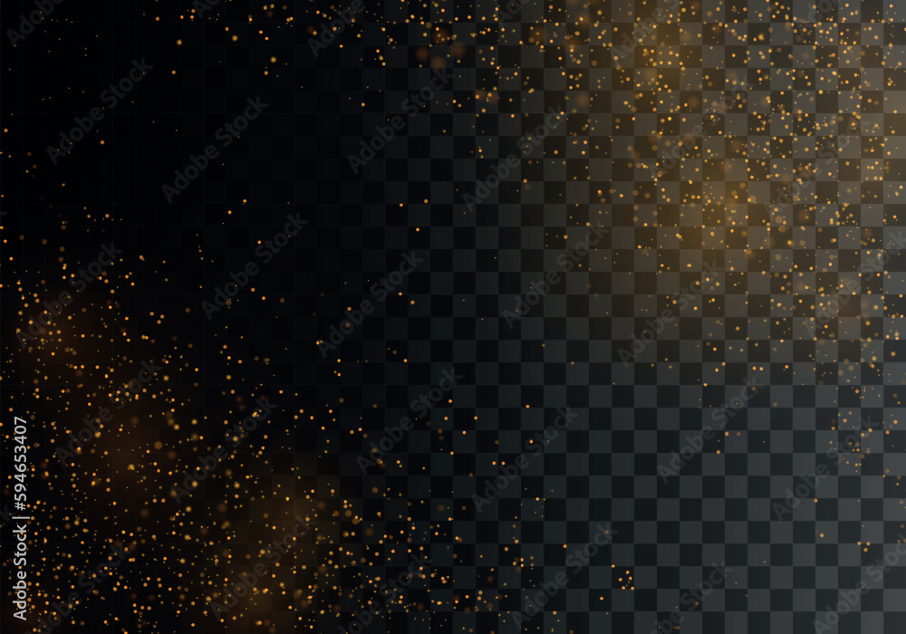 Yellow scattered dust. Golden dust light png. Magic mist glows. Bokeh ...
