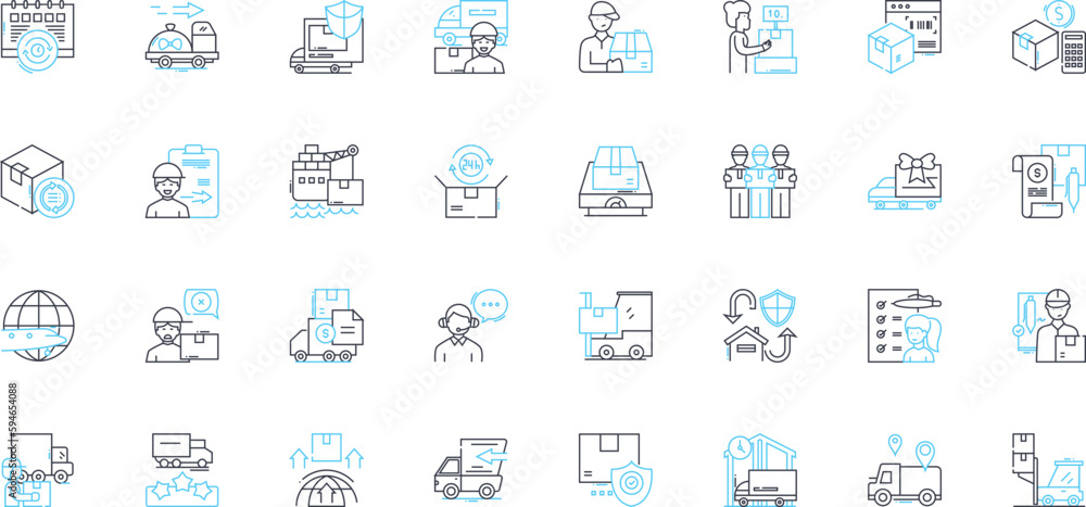 Stockroom supply linear icons set. Inventory, Warehouse, Logistics ...