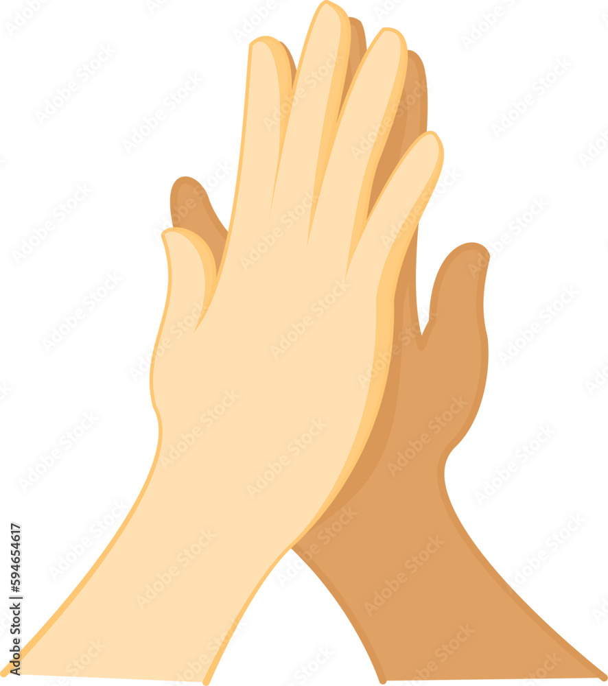 Two hands clapping in high five gestures concept of success, teamwork ...