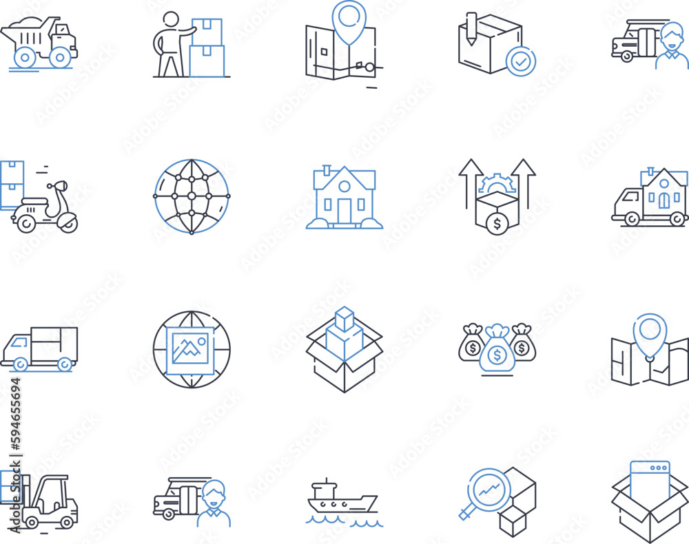 Material handling line icons collection. Forklift, Pallets, Conveyors ... Material handling line icons collection. Forklift, Pallets, Conveyors ...