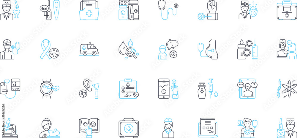 Vektorová grafika „Polyclinic linear icons set. Medical, Healthcare ...