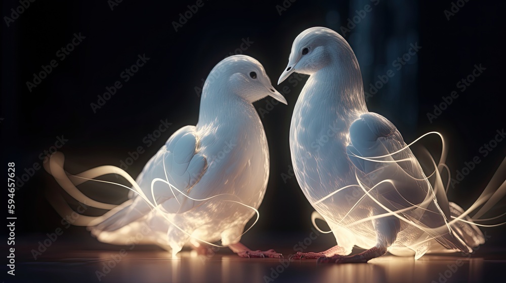 Close up couple dove's with glowing effect 4k wallpaper, dove birds in ...