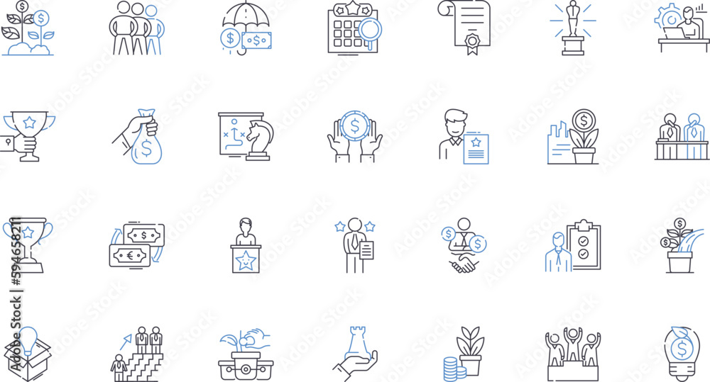 Market domination line icons collection. Domination, Supremacy, Control ...