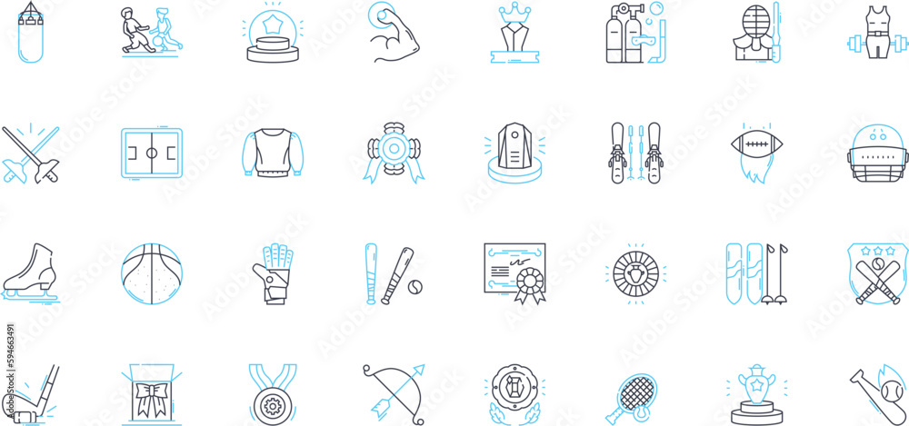 Supervision Oversight linear icons set. Surveillance, Management ...