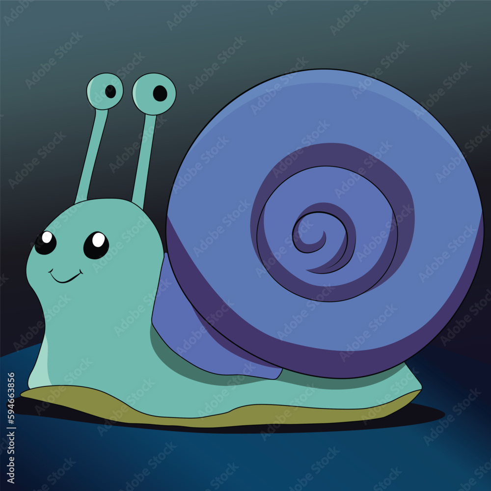Cute Snail Vector illustration in cartoon style. emotional, happy ...