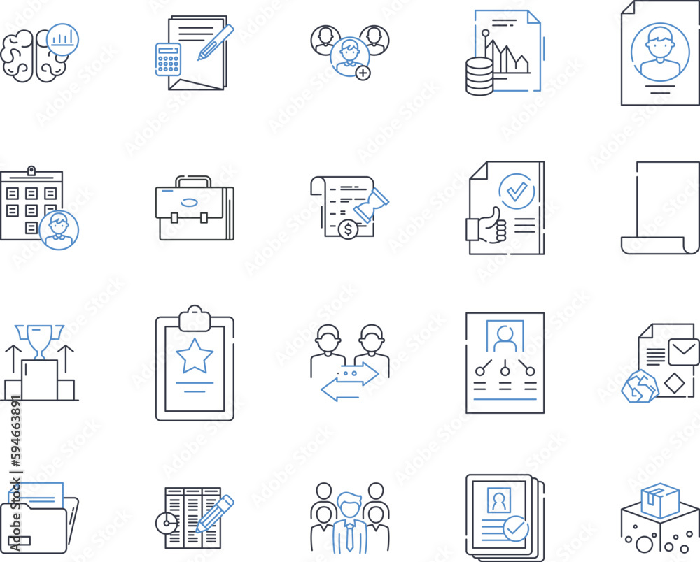 Government Paperwork Line Icons Collection Bureaucracy Forms Licenses Permits Applications