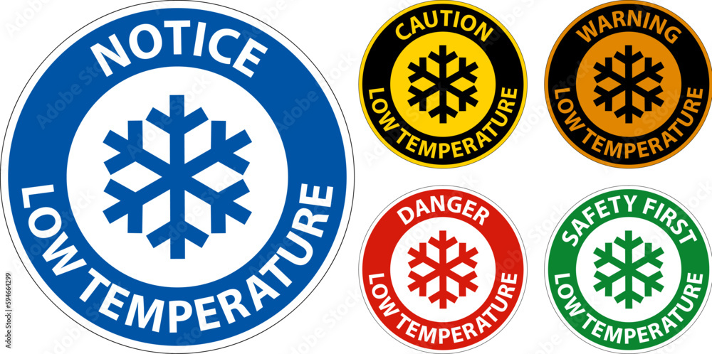 Caution Low temperature symbol and text safety sign. Stock Vector ...