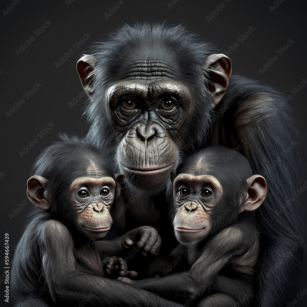 Chimpanzee (Pan) Genus of the great ape family, AI generated Stock ...