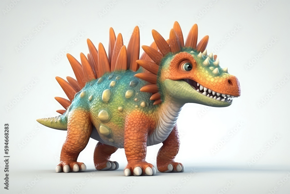 Cute Dinosaur Cartoon Amargasaurus On White Background. Generative AI ...
