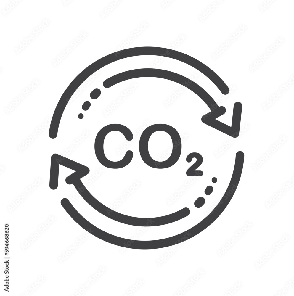 Recycling co2 icon, carbon circulation balance, offset or reduction ...