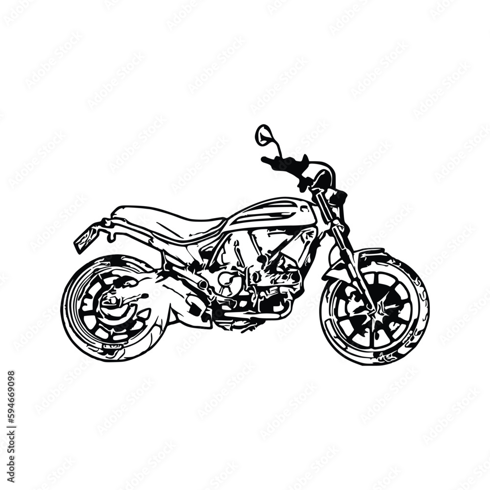Motorcycle vector illustration, Motorcycle coloring page for book and ...