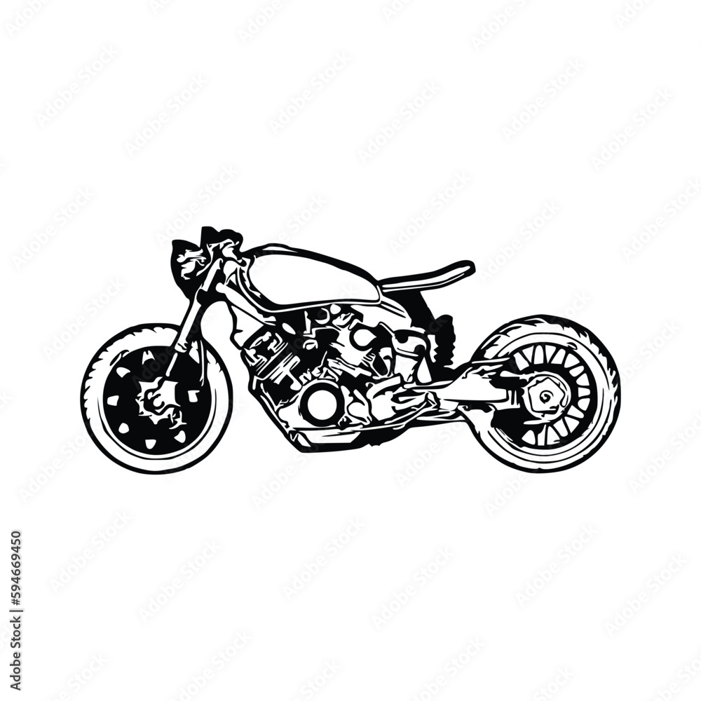 Motorcycle vector illustration, Motorcycle coloring page for book and ...
