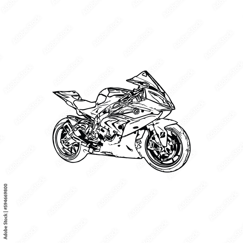 Motorcycle vector illustration, Motorcycle coloring page for book and ...